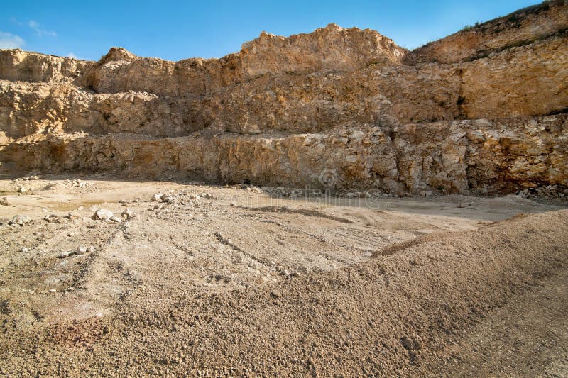 Open Pit Mining of Sandstone, Limestone, Open-pit Quarry Stock Photo ...