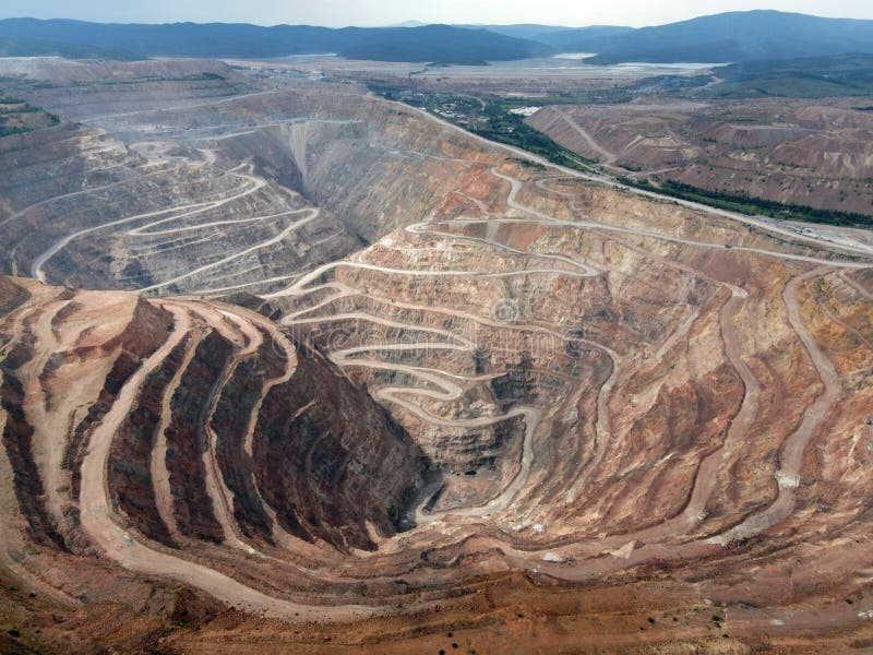 Open pit ore mining. stock photo. Image of iron, aerial - 194410076