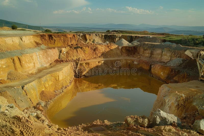 An Open Pit Stone Quarry. Quarry with Stone Stock Image - Image of ...