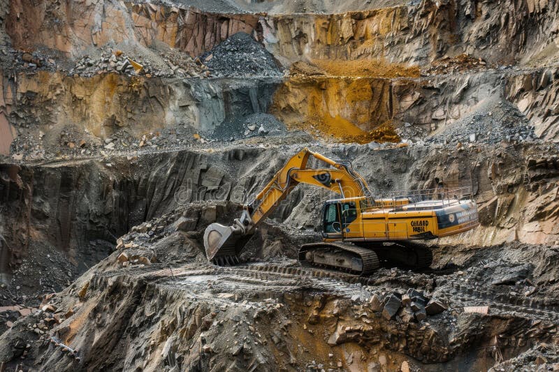 An Open Pit Stone Quarry. Quarry with Stone Stock Photo - Image of work ...