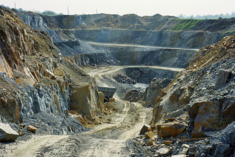 An Open Pit Stone Quarry. Quarry with Stone Stock Photo - Image of ...