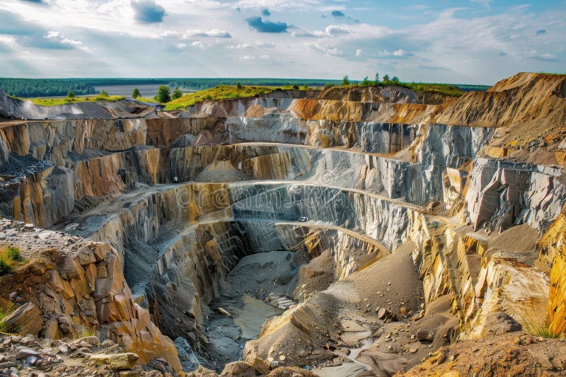 An Open Pit Stone Quarry. Quarry with Stone Stock Photo - Image of ...