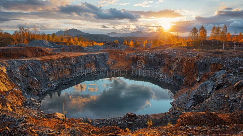 An Open Pit Stone Quarry. Quarry with Stone Stock Photo - Image of ...