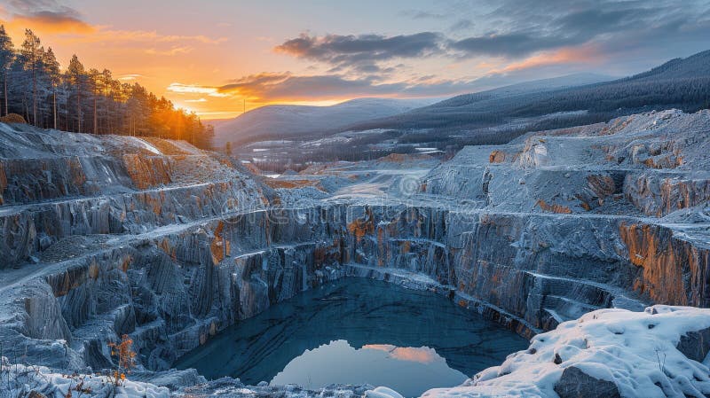 An Open Pit Stone Quarry. Quarry with Stone Stock Photo - Image of ...