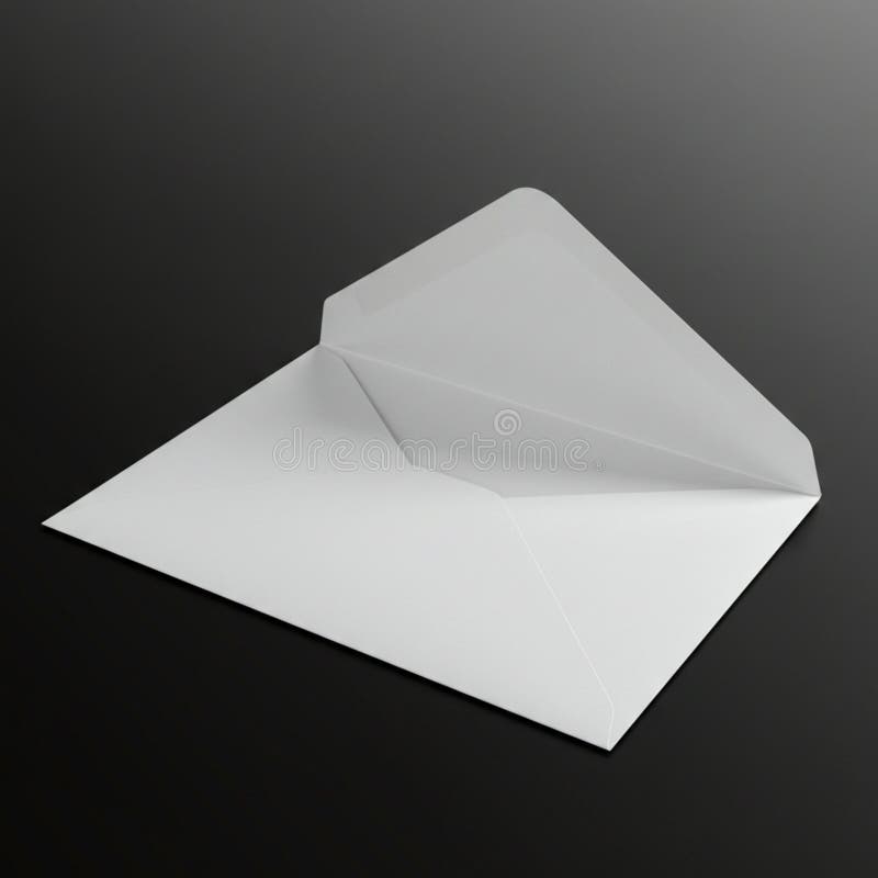 An Open, Plain White Envelope on a Dark Surface. Stock Illustration ...