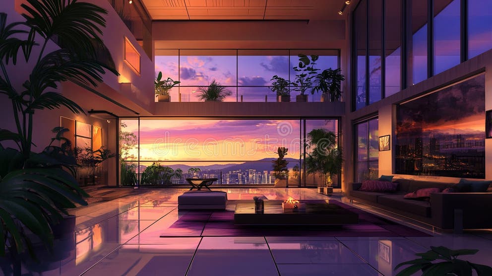 Open-plan Home with Animated Ventilation Flow . Stock Image - Image of ...