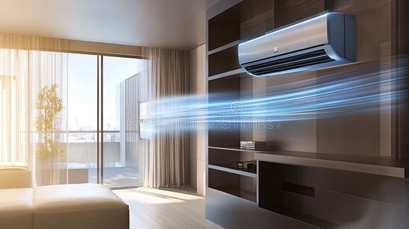 Open-plan Home with Animated Ventilation Flow . Stock Image - Image of ...