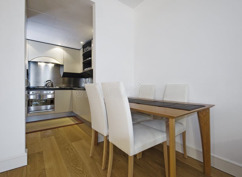Open Plan Kitchen with Breakfast Bar Stock Photo - Image of modern ...