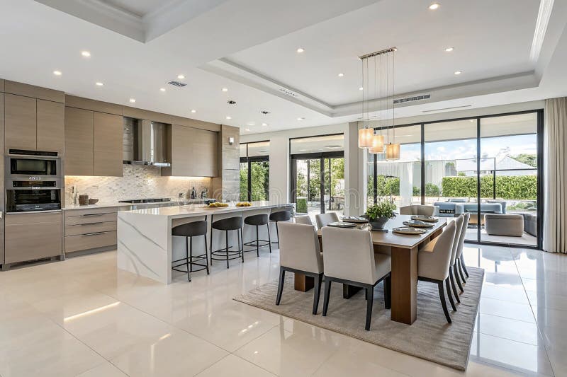 Open Plan Kitchen. Chic Contemporary Open Plan Style Kitchen Dining ...