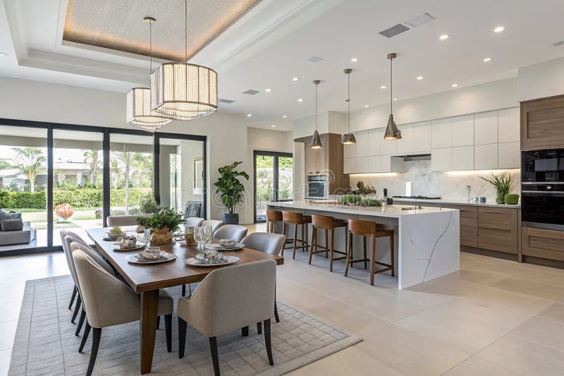 Open Plan Kitchen. Chic Contemporary Open Plan Style Kitchen Dining ...