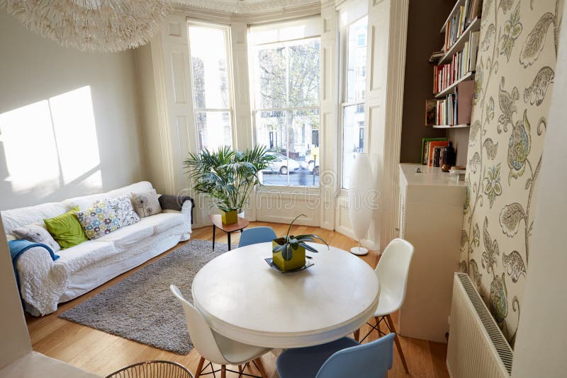 Open Plan Living Area in Modern Apartment Stock Photo - Image of lounge ...