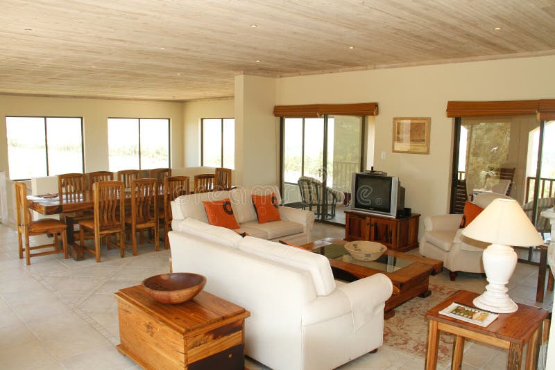 Open Plan Living Room and Dining Area Stock Photo - Image of house ...