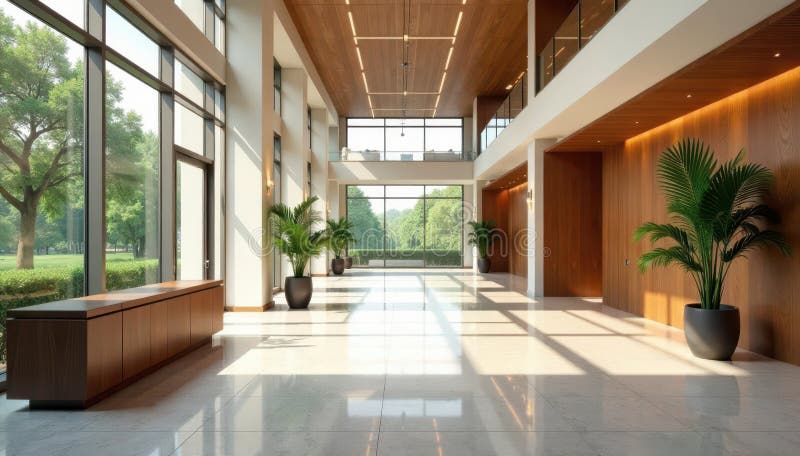 Open Plan Lobby, Polished Floors, Subtle Textures, Architecture, White ...