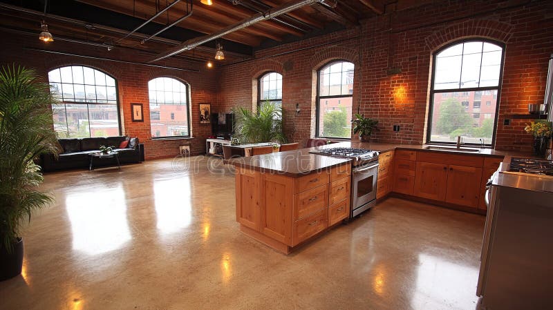 Open-plan Loft Apartment with Exposed Brick, High Ceilings, and Modern ...