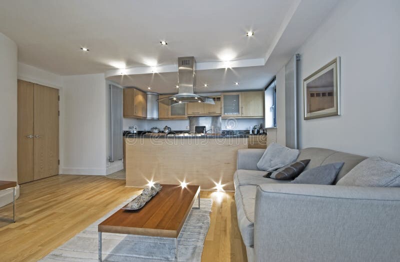 Modern Open Plan Apartment Interior Stock Image - Image of decor ...