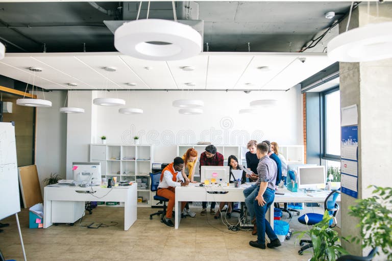 Open Plan Modern Office with Busy People Stock Image - Image of ...