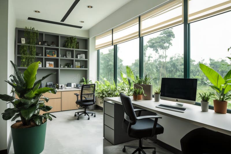 Eco-Friendly Workspace: Where Modern Design Meets Nature Stock ...