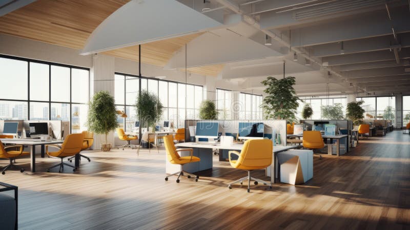 Open Plan Office with Flexible Seating Stock Illustration ...