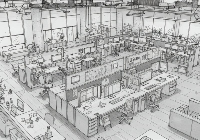 Wall Office Cubicles Stock Illustrations – 264 Wall Office Cubicles ...