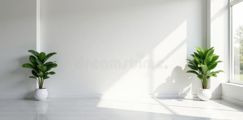 Open Plan White Office, Blank Wall for Visual Display , Mockup ...