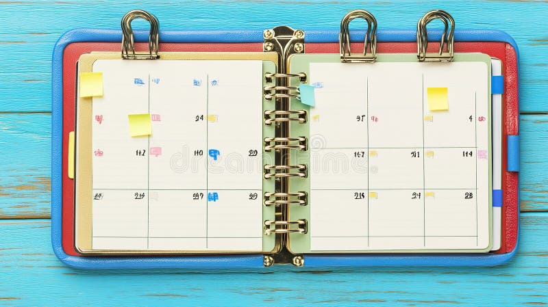 Scheduling and Planning Concept, Calendar with Green Pin, Pen and Clock ...