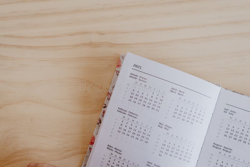 An Open Planner in the 2021 Calendar Stock Photo - Image of horizontal ...