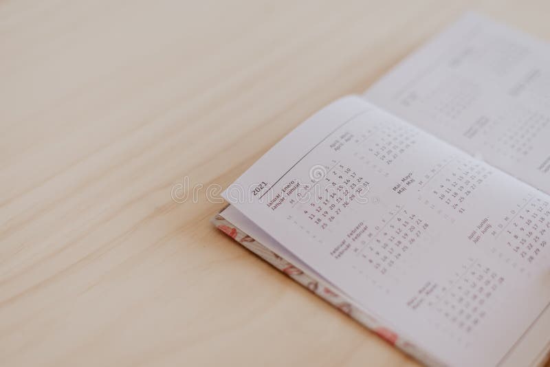 An Open Planner in the 2021 Calendar Stock Photo - Image of calendar ...