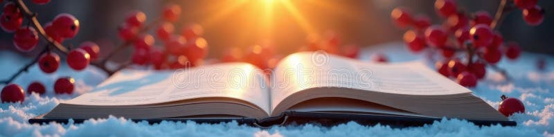 Open Planner, First Page Visible, Winter Sunset Glow, Scattered Red ...