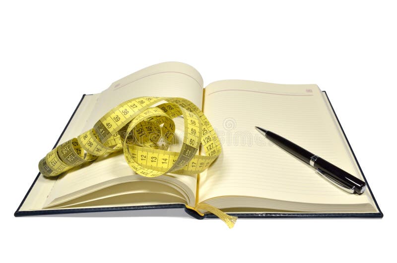 Open Planner, with Pen and Tape Measure Stock Photo - Image of ...
