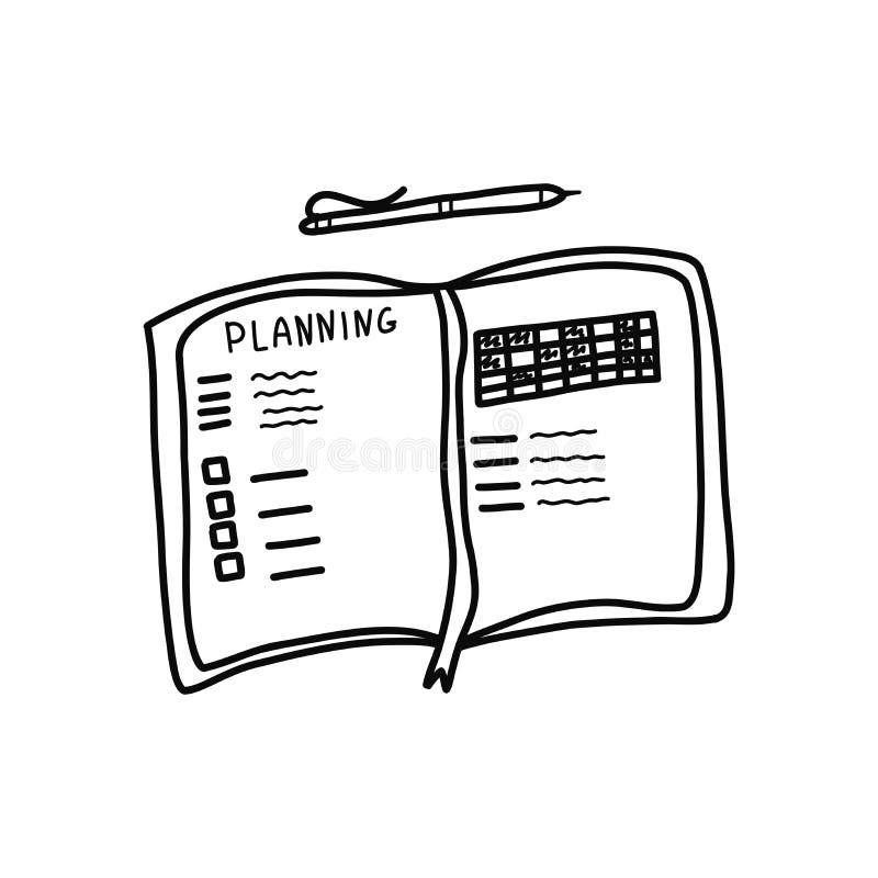 Open Planner. Cartoon Diary with Notes Reminder Checklist Plan Colorful ...