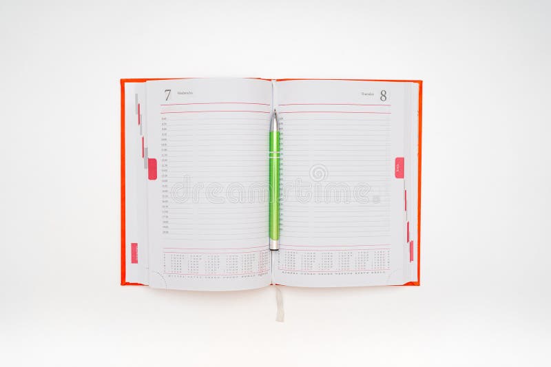 Open Planner with Pen on a White Desk, Workspace, Planning ...