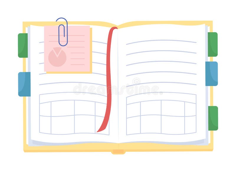 Open Planner. Cartoon Diary with Notes Reminder Checklist Plan Colorful ...
