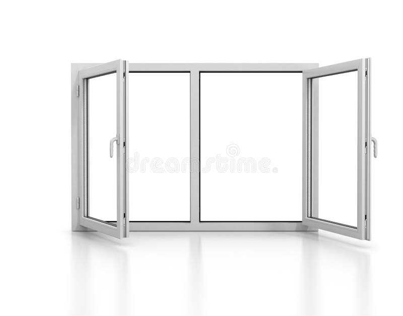 Open Plastic Window With Flowerpot On Windowsill Stock Illustration ...