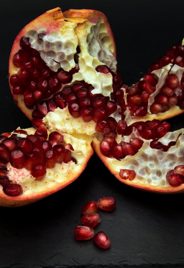 Open pomegranate stock image. Image of berry, slate, fruit - 55059867