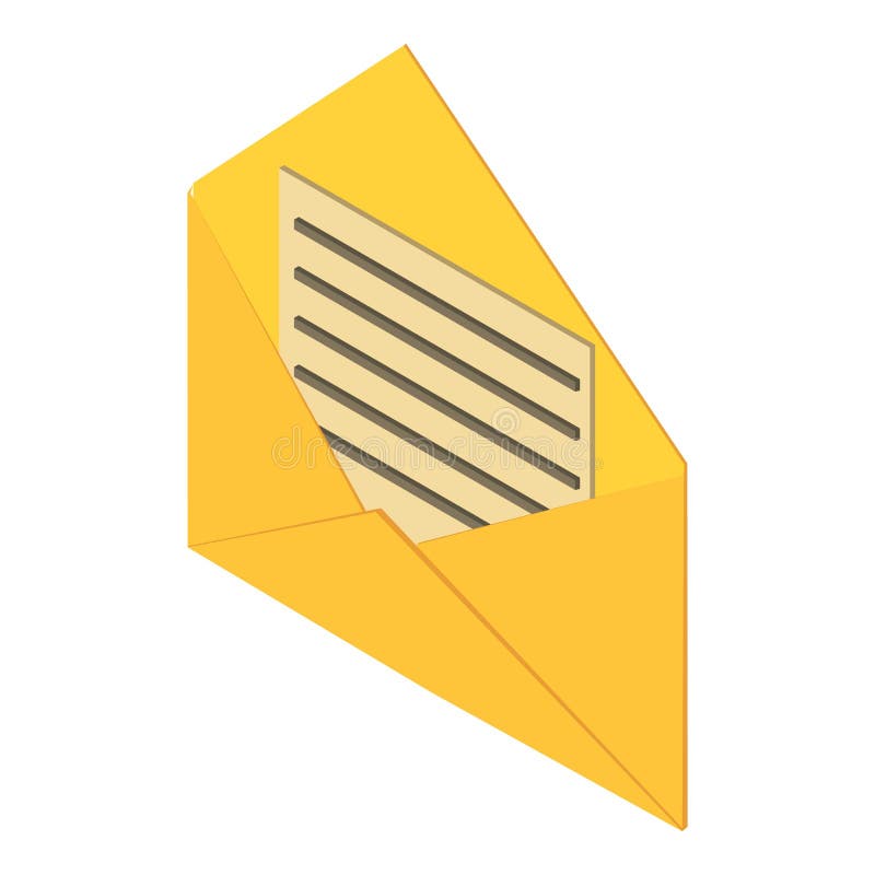 Open Post Envelope Icon, Isometric 3d Style Stock Vector - Illustration ...