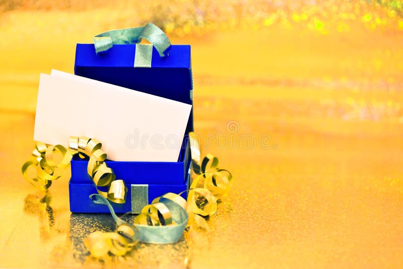 Open Present Box on Golden Background Stock Photo - Image of wrapping ...