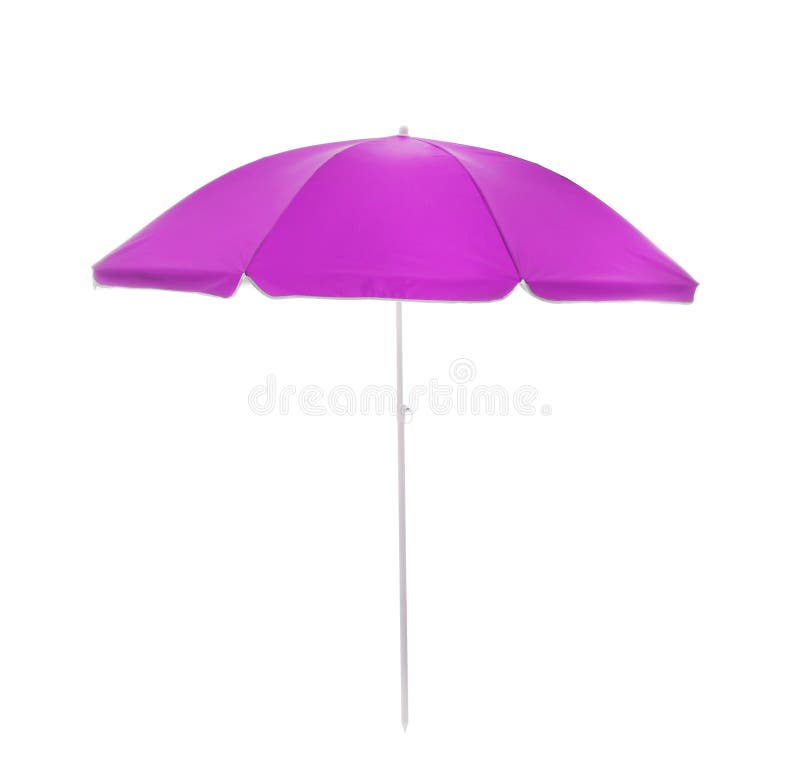 Open Purple Beach Umbrella Isolated on White Stock Photo - Image of ...