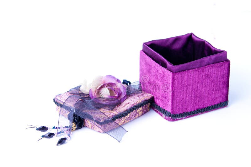 Open Purple Gift Box with a Rose Isolated. Stock Photo - Image of rose ...