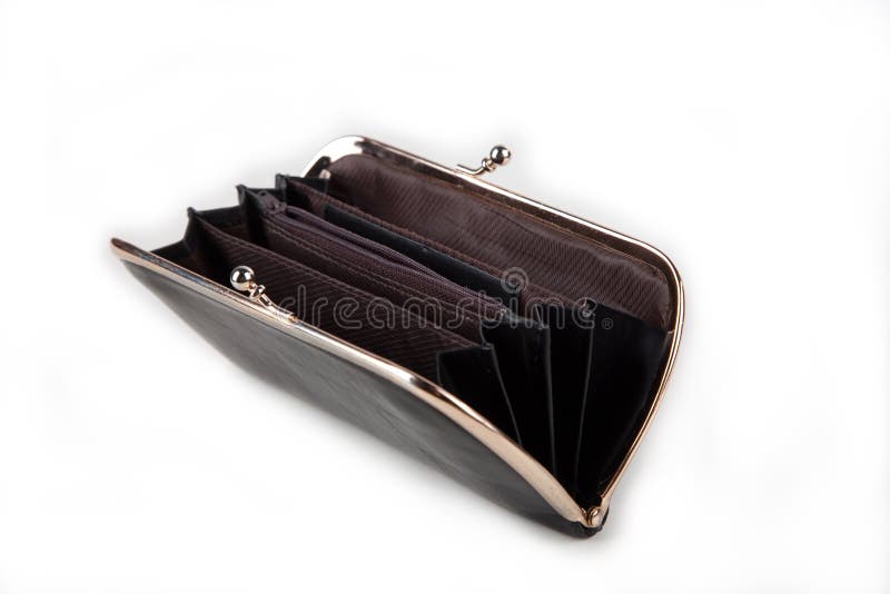 Open Purse on a White Background Stock Photo - Image of style, shopping ...
