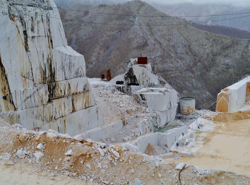 An Open Marble Pit Mine in Carrara Stock Image - Image of blocks ...