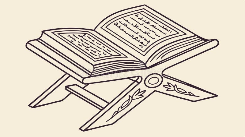 Open Quran on Stand, Holy Book and Islamic Scripture Display Vector ...