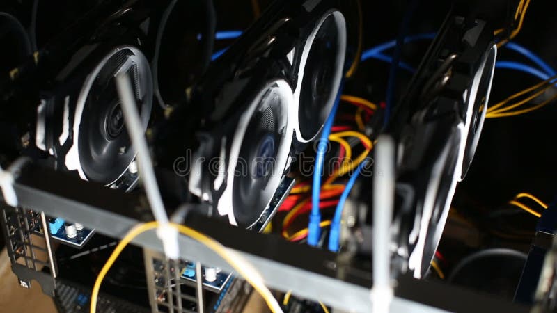 Cryptocurrency Mining Rack with Graphics Cards Stock Footage - Video of ...