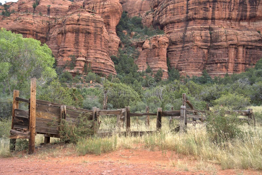 Open Range in a Remote Canyon Finds Loading Chute and Corral Stock ...