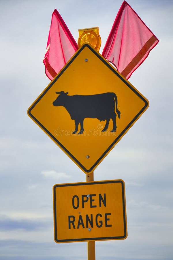 A Open Range Sign - West of the USA Stock Photo - Image of crossing ...