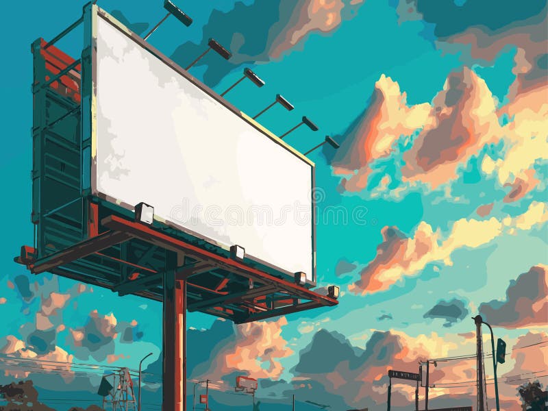 Open Realistic Billboard on Skyline Background and of the City. Raster ...