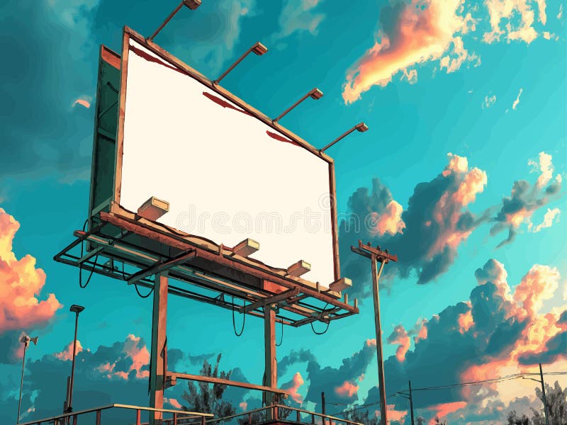 Open Realistic Billboard on Skyline Background and of the City. Raster ...