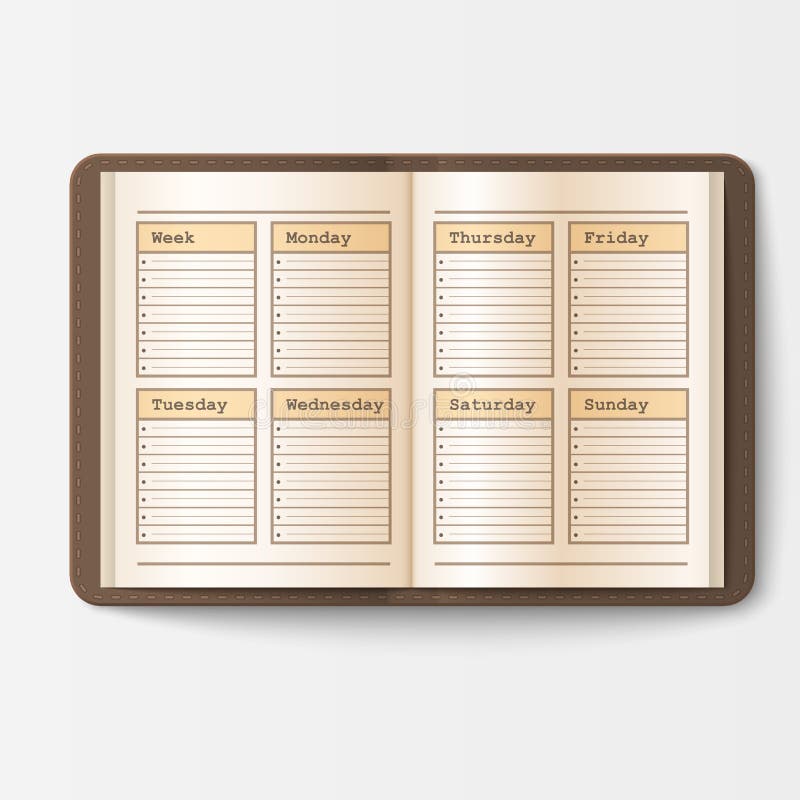 Open Realistic Notebook with Pages Diary Office Sheet Template Booklet ...
