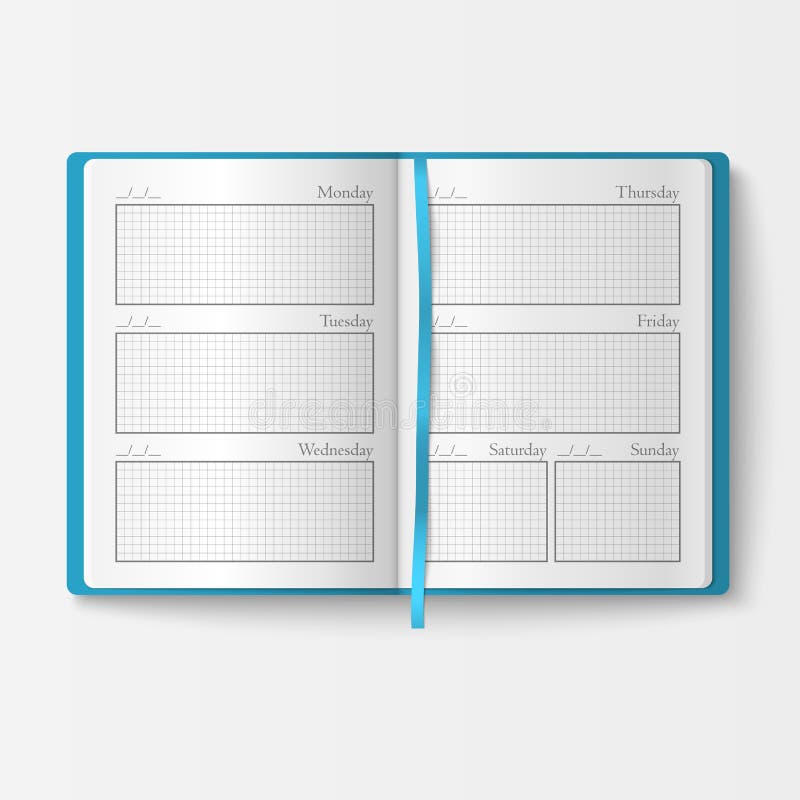 Open Realistic Notebook with Pages Diary Office Sheet Template Booklet ...