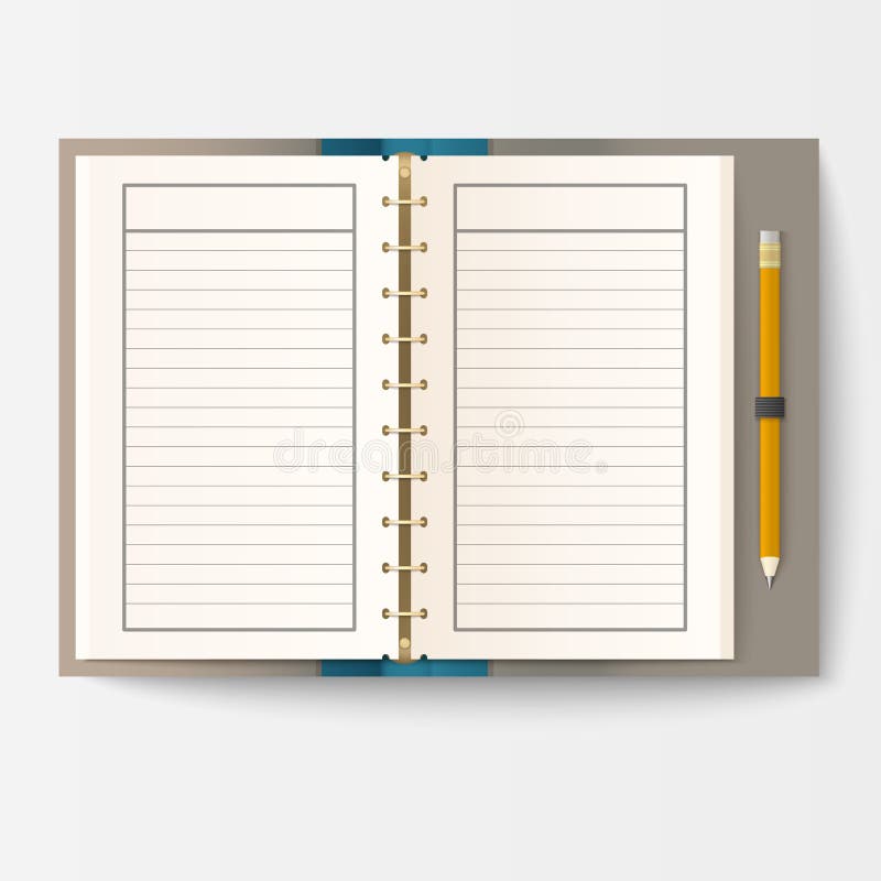 Open Realistic Notebook with Pages Diary Office Sheet Template Booklet ...