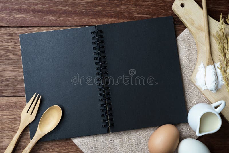 Open Recipe Book on Wooden Table with Copy Space Stock Image - Image of ...